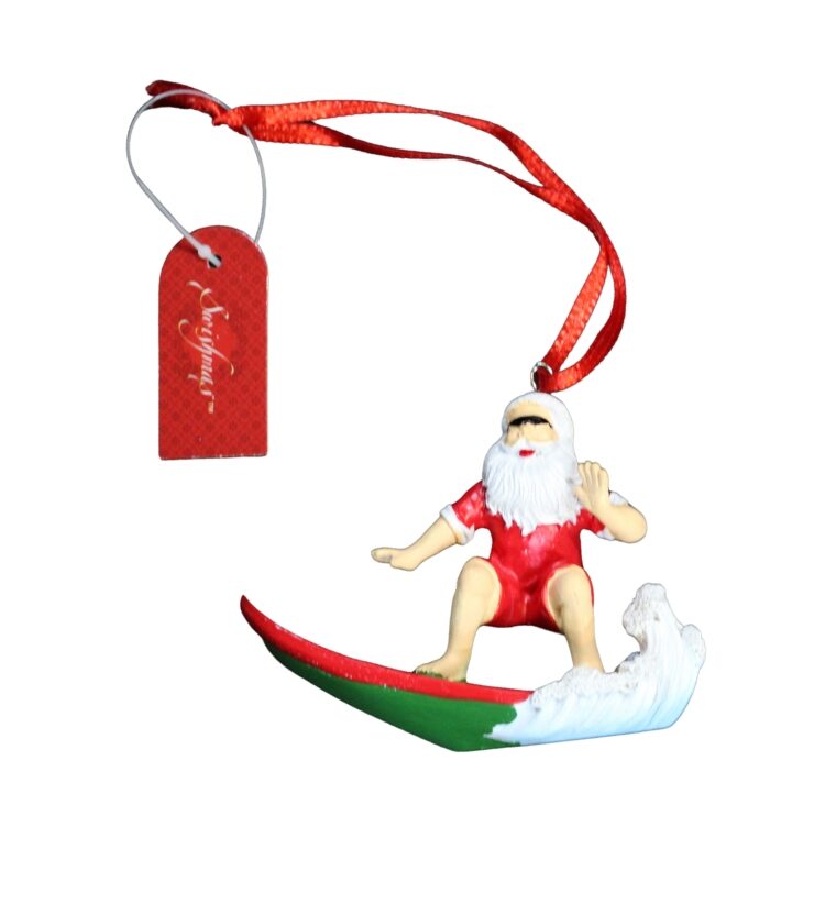 Surfing Santa Christmas Ornament - Free Aus-Wide Shipping Over $100