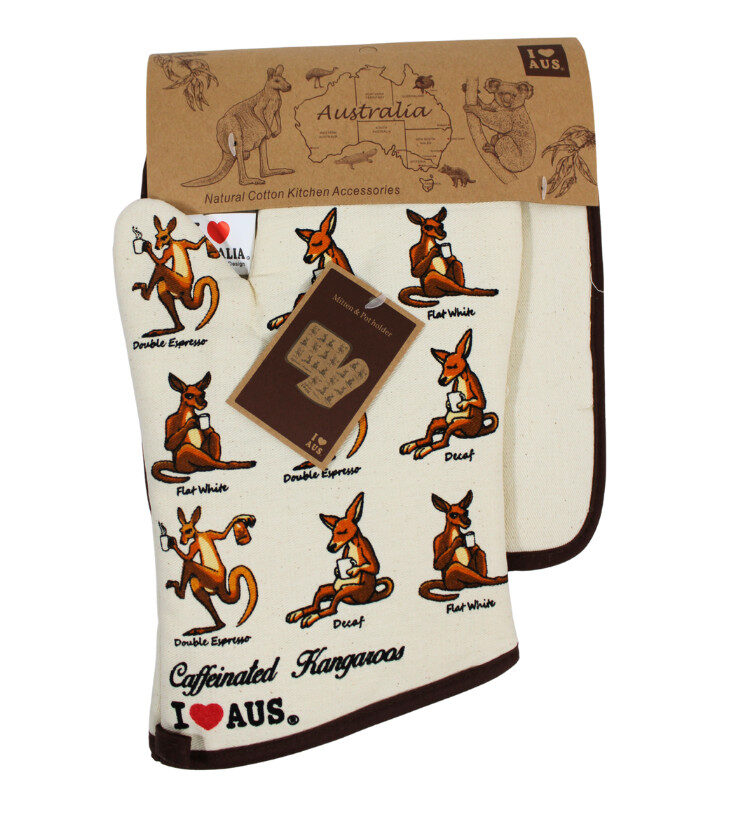 Caffeinated Kangaroo Mitten & Pot Holder - Australia's No1. Souvenir Store