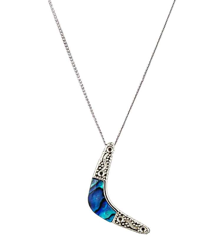 Paua Shell Boomerang Necklace - Free Aus-Wide Shipping Over $100