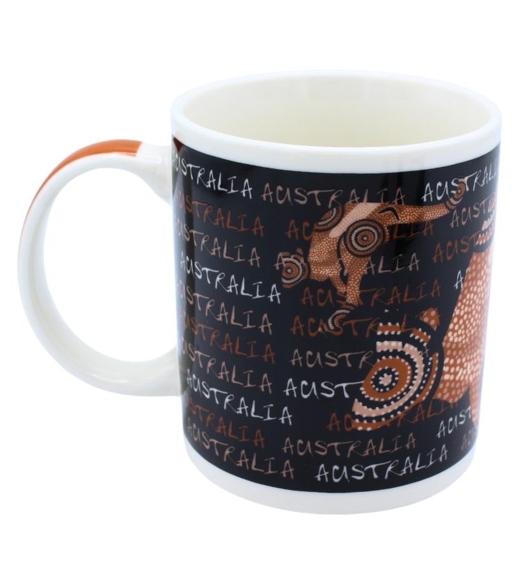 Black Dot Kangaroo Mug - Australia's No1. Souvenir Store