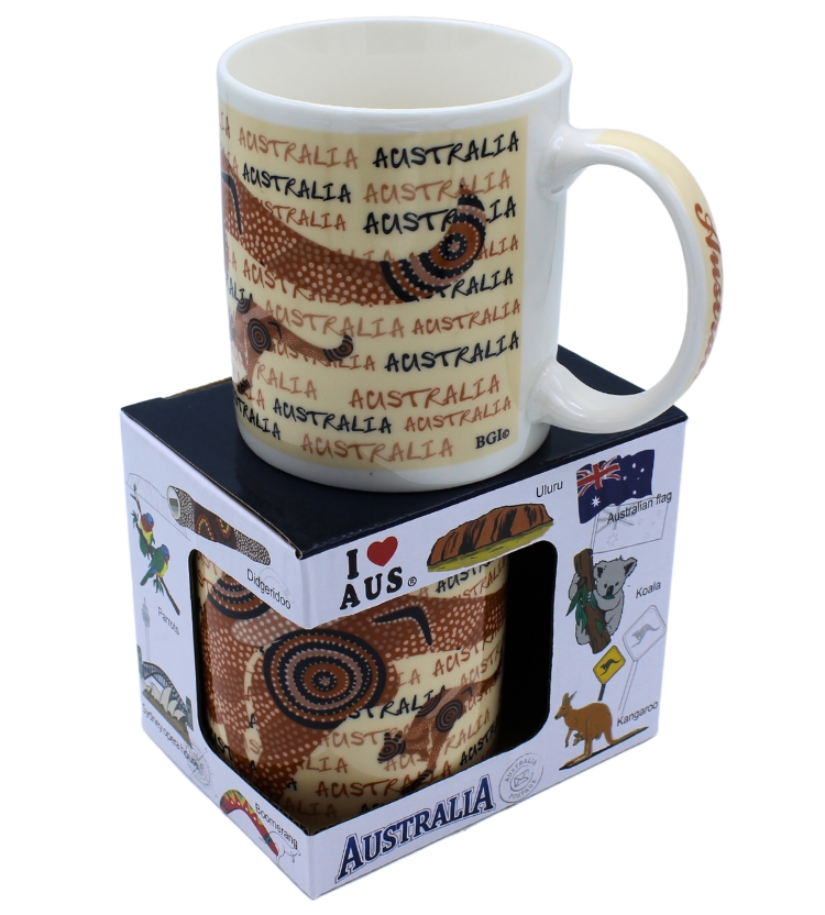 White Dot Kangaroo Mug - Free Aus-Wide Shipping Over $100