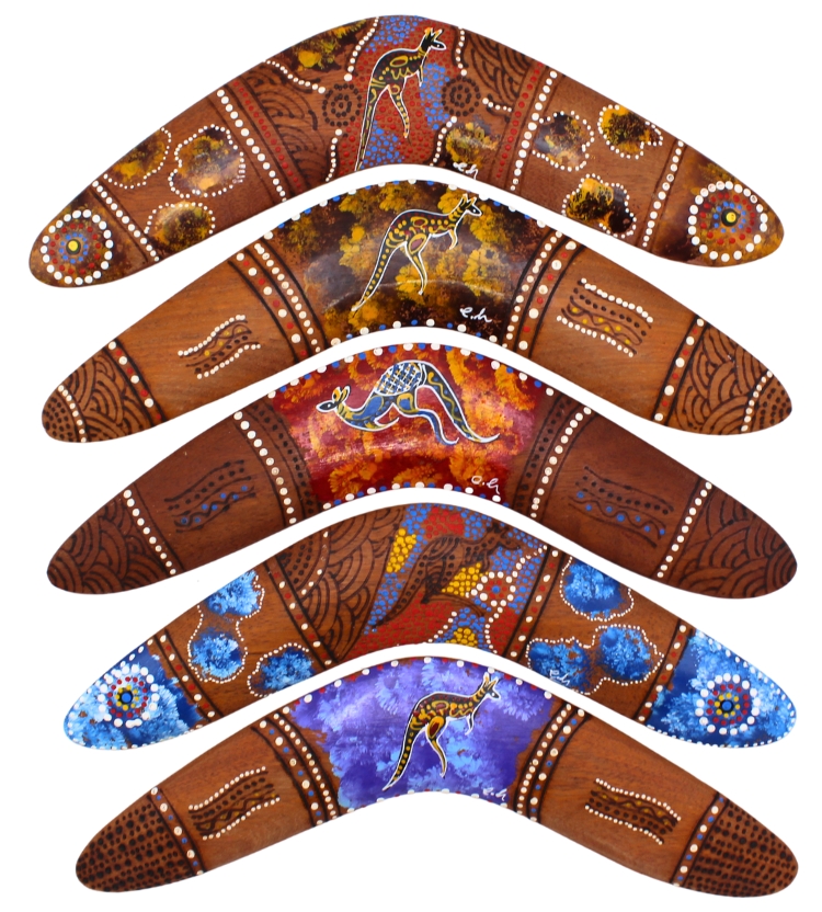 Wooden Burnt Painted Eddy Boomerang - Free Aus-Wide Shipping Over $100